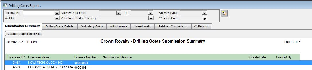 EDI Viewer - Drilling and Completion Costs Reports